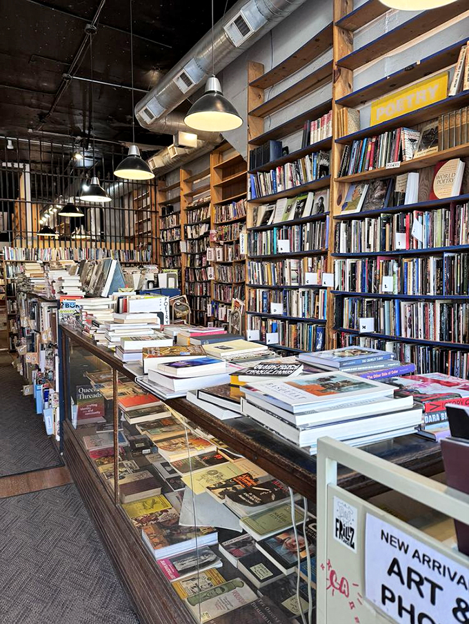 A feast for the eyes and the intellect! Myopic's main floor is a smorgasbord of literary delights, from classics to hidden gems.