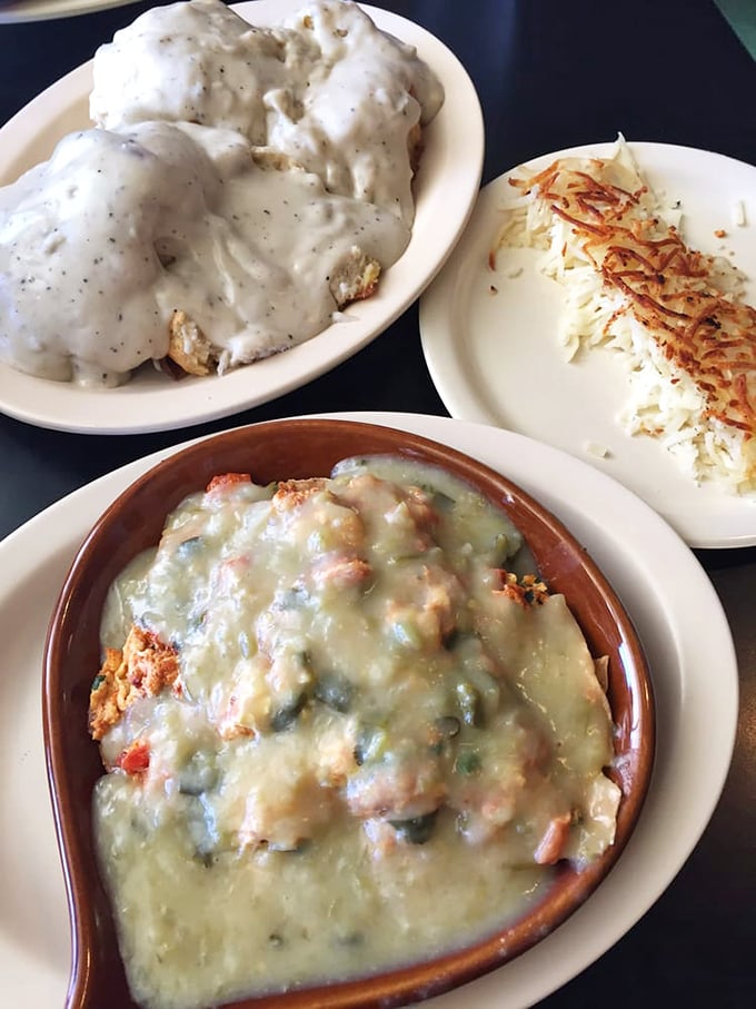 Holy gravy, Batman! These biscuits are drowning in a sea of creamy goodness that would make even Alfred proud.