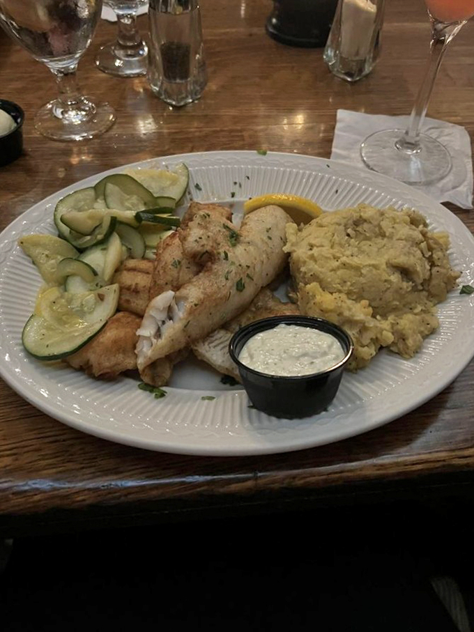 Walleye so fresh, it might just swim off your plate! Paired with veggies and potatoes, it's a Minnesotan's dream come true.