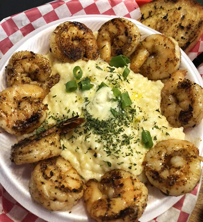 Shrimp and grits: A match made in Southern heaven! These plump crustaceans are doing the cha-cha on a creamy dance floor.