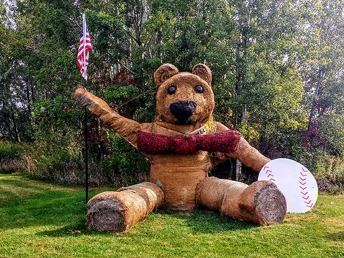 Move over, Smokey! This larger-than-life teddy is giving a whole new meaning to "bear hug" with its patriotic enthusiasm.