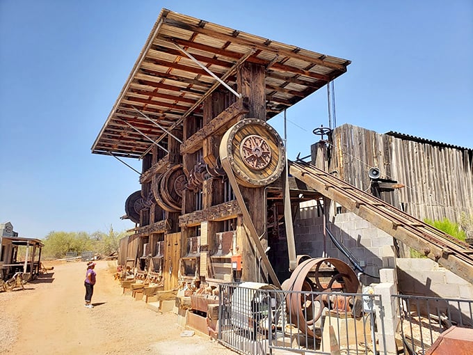 Behold the 20-stamp ore mill, the Willy Wonka factory of the mining world. It's all fun and games until someone loses a nugget.