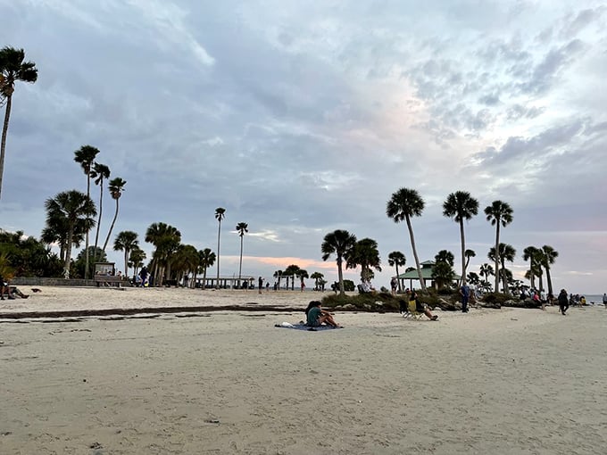 Twilight at the beach: where the day's worries melt away faster than an ice cream cone in the Florida sun.