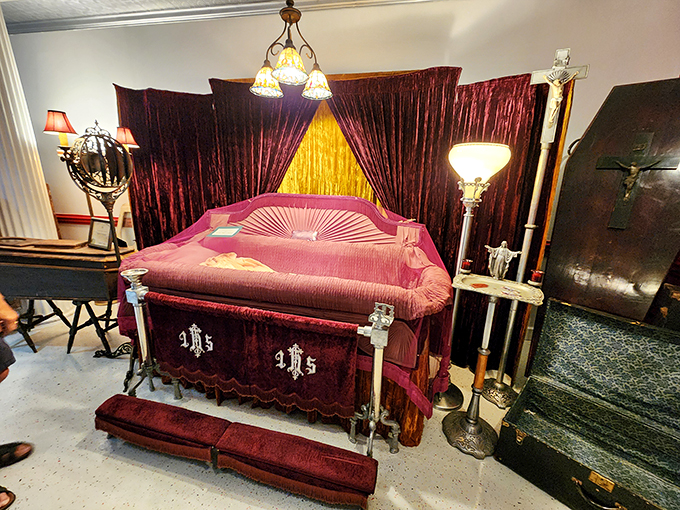 Talk about a room with a view! This plush setup gives "sleeping in style" a whole new meaning. It's the ultimate power nap station for the eternally resting.