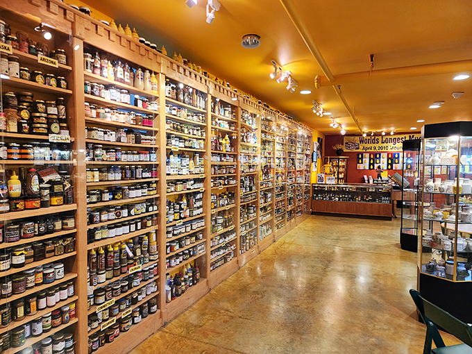 The Great Wall of Mustard. More varieties than you knew existed, from classic yellow to exotic flavors that'll knock your socks off.