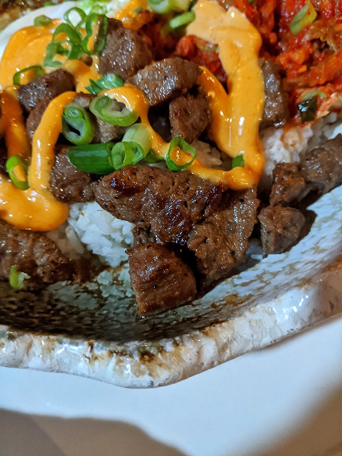 Meat your new obsession! This savory bowl is like a carnivore's dream come true, topped with a zesty sauce that'll make your taste buds do the cha-cha.