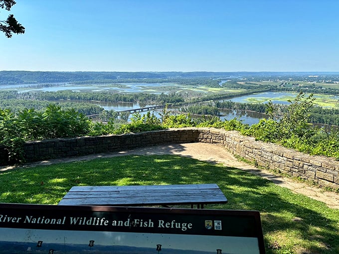 Pull up a bench and drink in the view. It's like IMAX, but with fresh air and no overpriced popcorn.