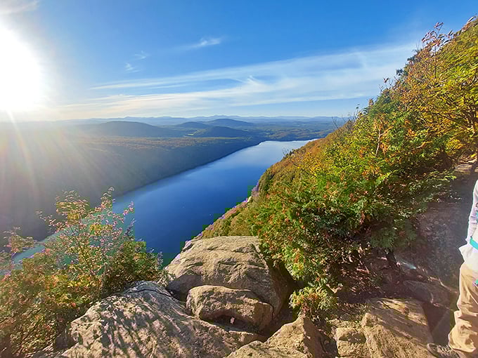 Perched on the edge of forever, where the view makes you feel like you've stumbled into a Bob Ross painting.
