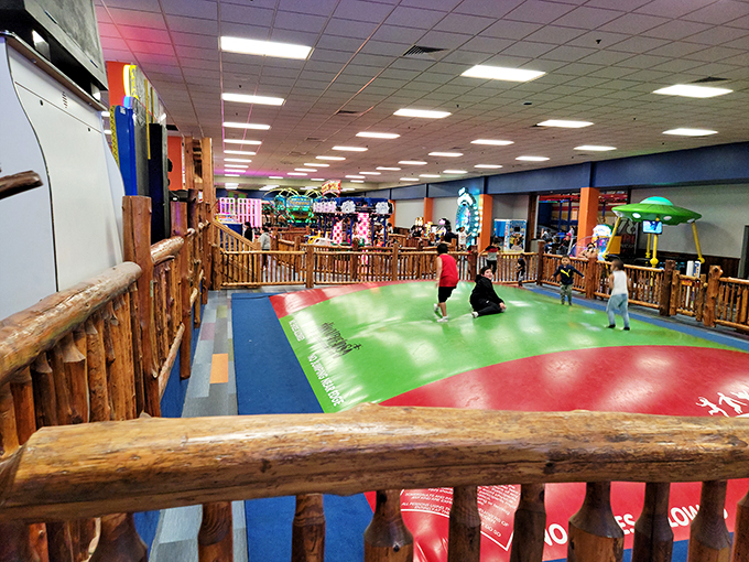 Bounce into bliss on this sea of trampolines. It's like walking on the moon, but with better lighting and fewer space suits.