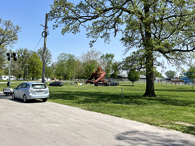 "Sasquatch sighting confirmed! Celina's newest resident is turning heads and stealing hearts, one wooden shingle at a time."