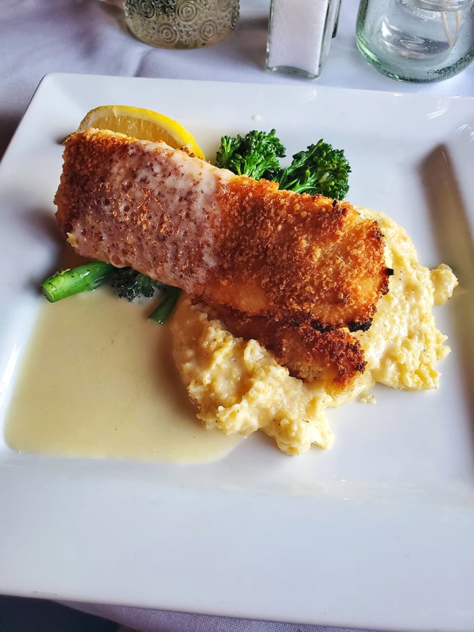Golden, crispy, and perched on a cloud of creamy goodness. This walleye puts the 'Mmm' in Minnesota nice.