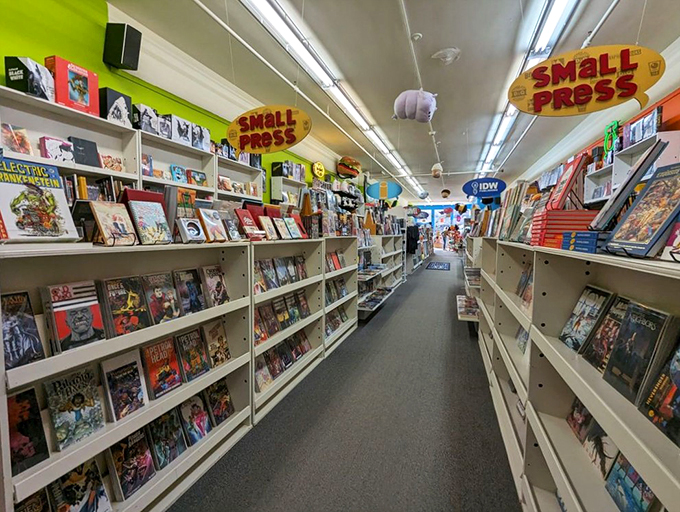 Wide aisles or runway for cosplayers? At Vault of Midnight, there's room for both your shopping cart and your cape.