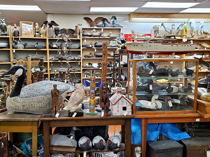 Wood you believe it? This menagerie of carved critters is like Noah's Ark meets a lumberjack's fever dream. Quack-tastic!