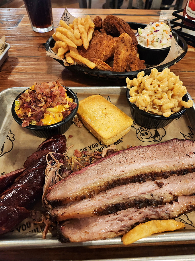 Brisket and mac, the dynamic duo of comfort food! It's like Superman and Batman teamed up to save your taste buds from blandness.