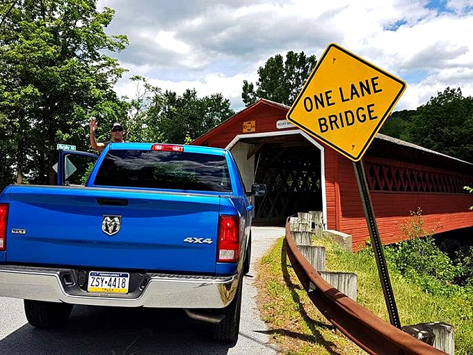 One lane, two directions&mdash;it's like a game of chicken for the courteous! Don't worry, there's a system (and it doesn't involve jousting).