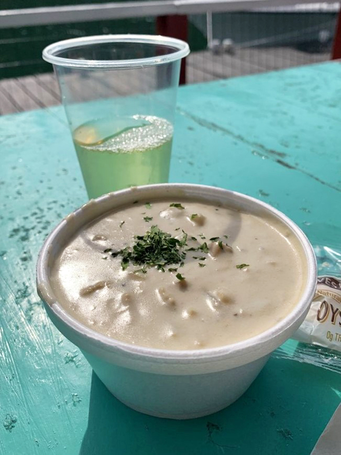 Clam chowder so creamy, it could make a New Englander weep with joy. Paired with a crisp drink, it's summer in a bowl.