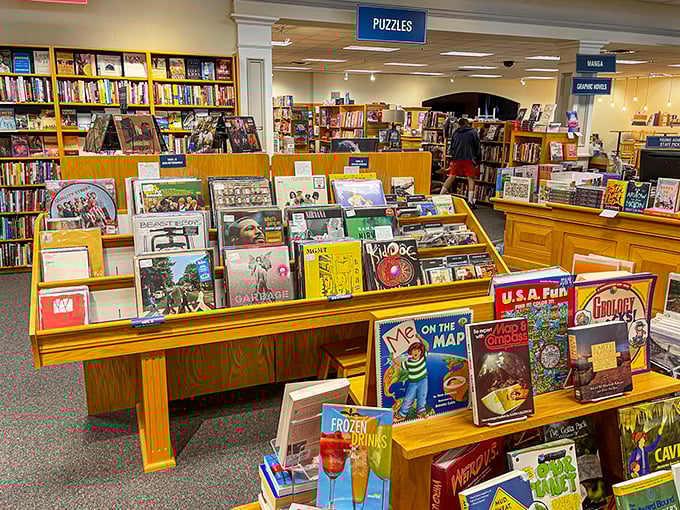 From bestsellers to hidden gems, this display is like a treasure map for book lovers.