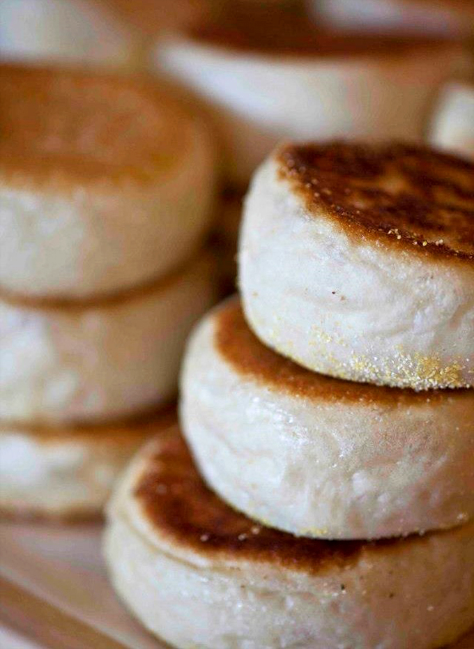 These English muffins are so perfectly toasted, they'd make the Queen herself say, "Cor blimey!" Stack 'em high and let the butter melt into every nook and cranny.