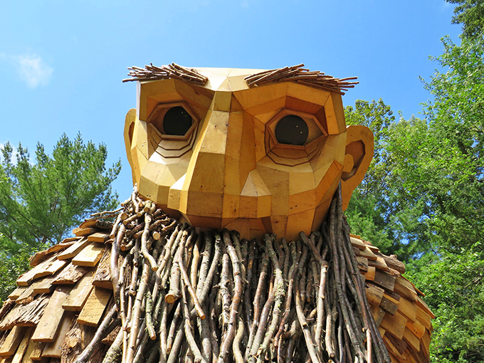 Eyes that have seen a thousand seasons, or just really good carpentry? Benny's gaze captures the whimsy of the woods.