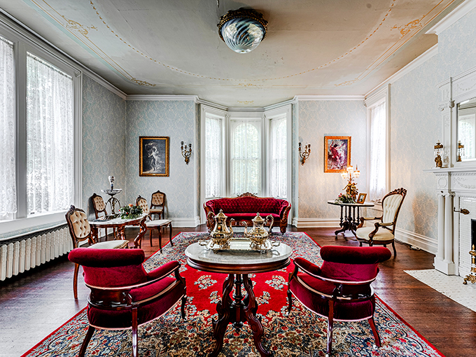 Red velvet dreams come true in this parlor. It's like stepping into a Jane Austen novel, minus the corsets and social anxiety.