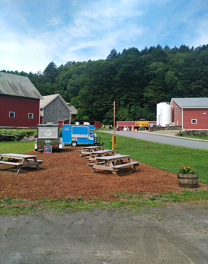 Picnic perfection awaits! These tables are ready for your farm-fresh feast, with a side of pastoral bliss and a sprinkle of Vermont charm.