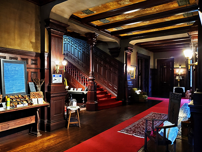 Grand entrance or time machine? This staircase looks ready for a dramatic entrance &ndash; cue the "Downton Abbey" theme music!