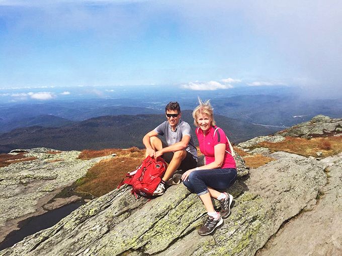 Summit selfie central: These hikers have found the ultimate natural selfie stick - a mountain peak. Talk about a profile pic upgrade!