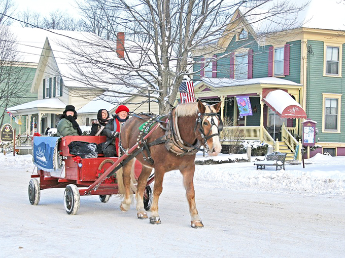 Bethel's winter wonderland: Where ski slopes meet Santa's workshop, and every pine tree is a potential Christmas tree.