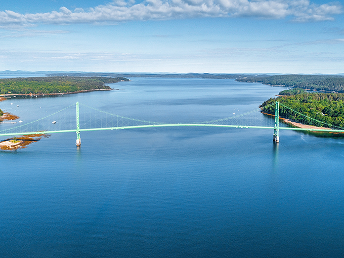 Island hopping, Maine style! This graceful span offers a rollercoaster-like thrill without leaving your car.