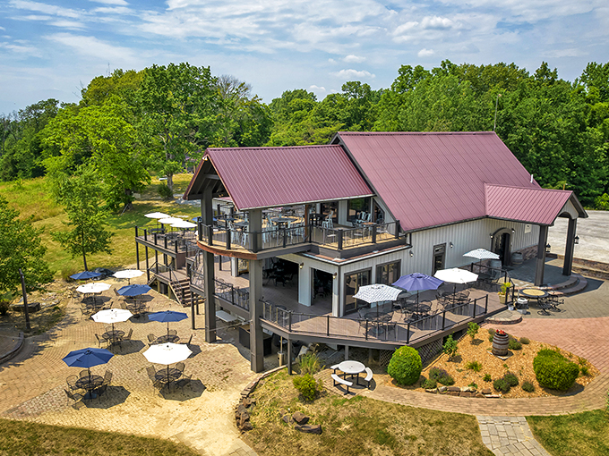 Wine with a view! Feather Hills' multi-level tasting area offers panoramic vistas that pair perfectly with their vintages.
