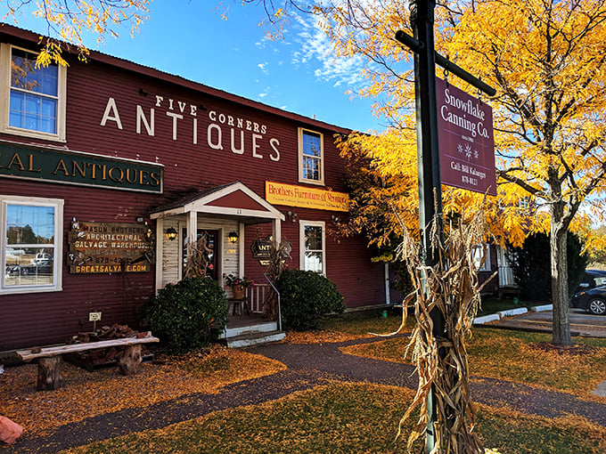 Fall in love with fall &ndash; and antiques! Five Corners' autumnal charm is like a warm hug from the past.