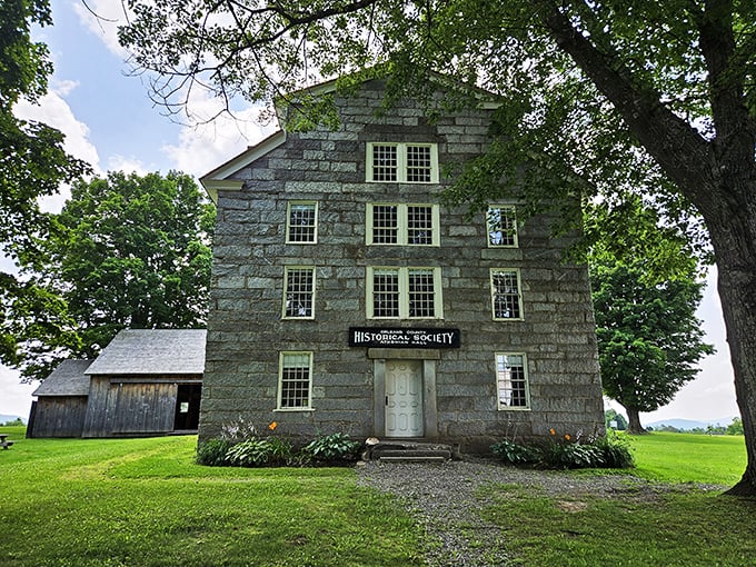Stone-cold impressive! This granite giant stands tall, a testament to Vermont's rock-solid commitment to education.