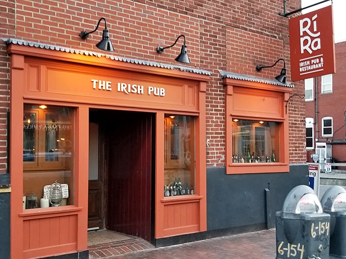 Road-weary travelers, rejoice! Ri Ra's inviting storefront is your signal to park it and grab a pint.