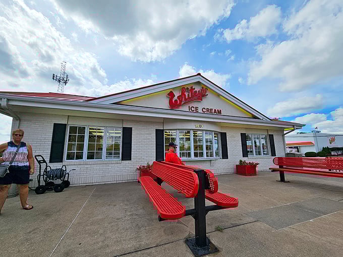 Whitey's: Where ice cream dreams come true and diets go to die. That neon sign is basically a bat signal for dessert lovers.