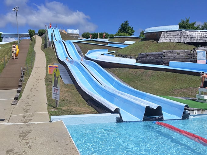 Cool down detour! This colorful aquatic paradise at Aquaboggan is your oasis in a sea of highways.