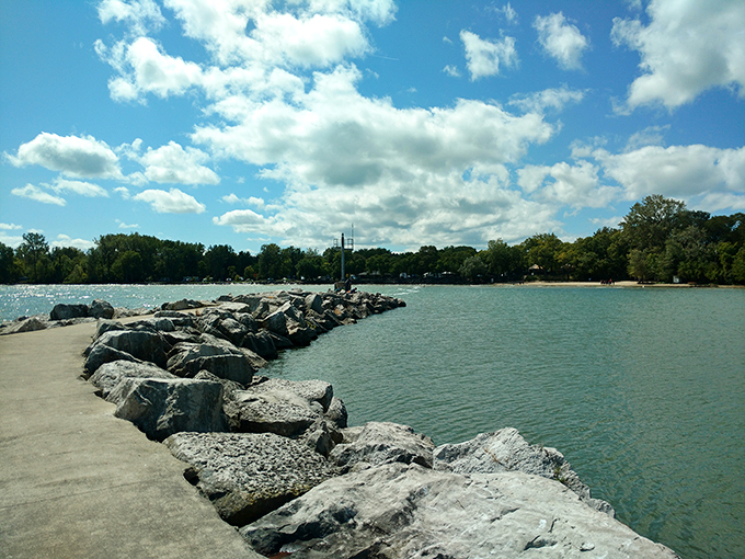 "Clear water, can't lose! Dive into Kelleys Island's crystal waters. It's like snorkeling in a giant, natural aquarium."