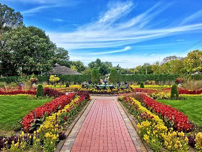 Trade car fumes for floral perfumes. This garden oasis is a breath of fresh air on your journey.