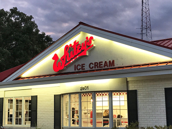 By day, a charming ice cream parlor. By night, a beacon of hope for the sugar-deprived. Whitey's is always ready to serve.