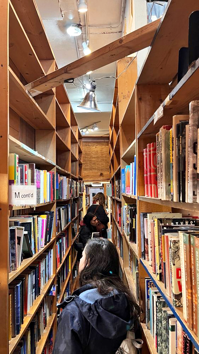 Narrow aisles, endless possibilities! Myopic's maze-like layout invites exploration, where every turn might lead to your next favorite read.