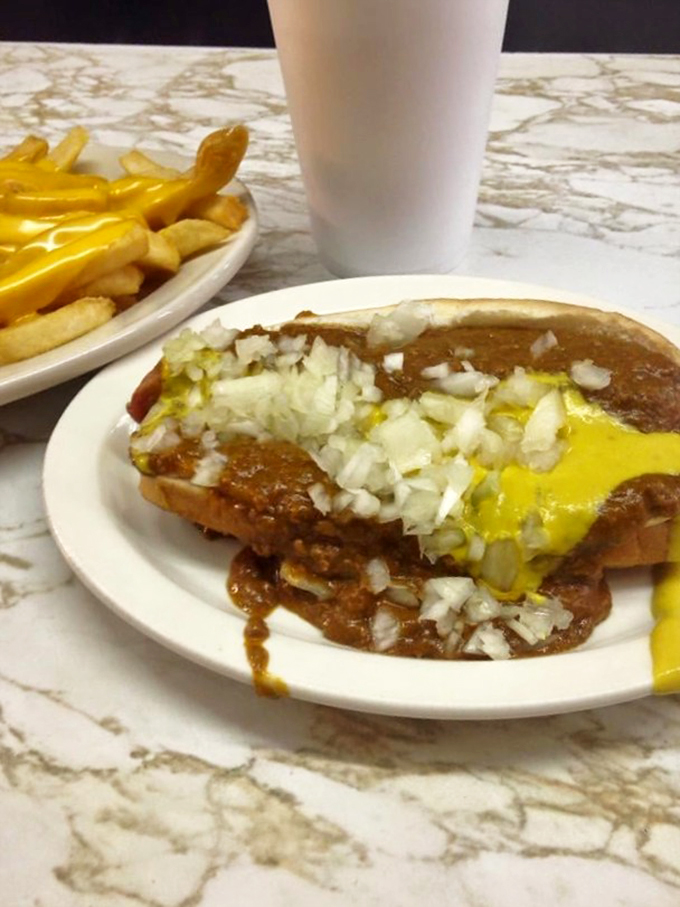 The dynamic duo: A Coney Dog and fries. It's like Batman and Robin, but infinitely more delicious.