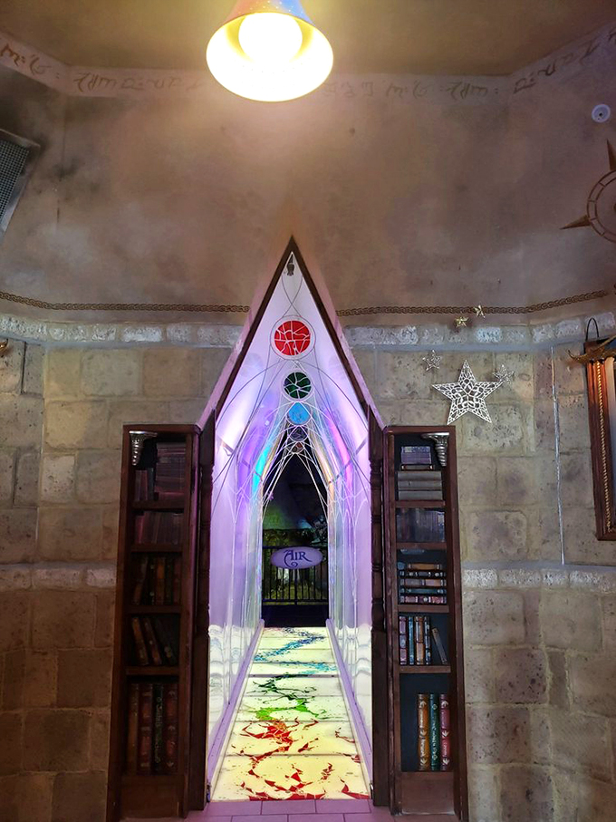 Alice's rabbit hole gets an upgrade! This enchanted doorway, framed by mystical symbols, invites curious adventurers to step into another realm.