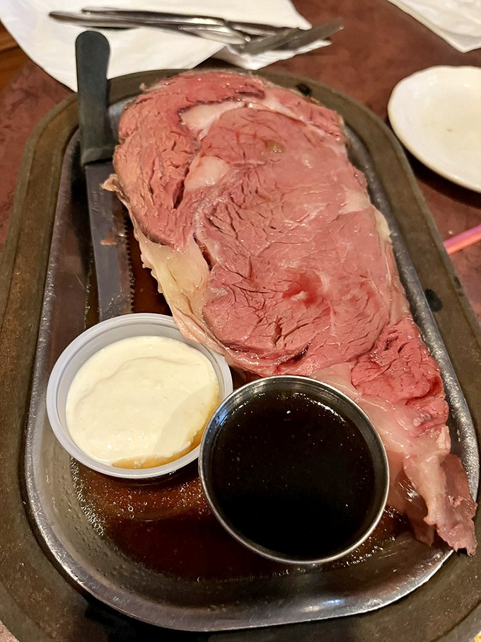 This prime rib isn't just a meal, it's a meaty masterpiece. Juicy, tender, and ready to make your inner caveman (or cavewoman) dance with joy.