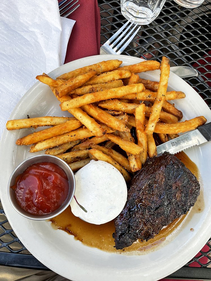 This isn't just steak and fries; it's a work of art on a plate. Picasso would be jealous.