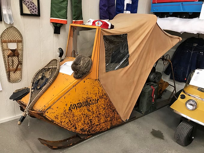 Part tent, part time machine – this 1960 Autoboggan looks ready for a Flintstones-style snow day adventure.