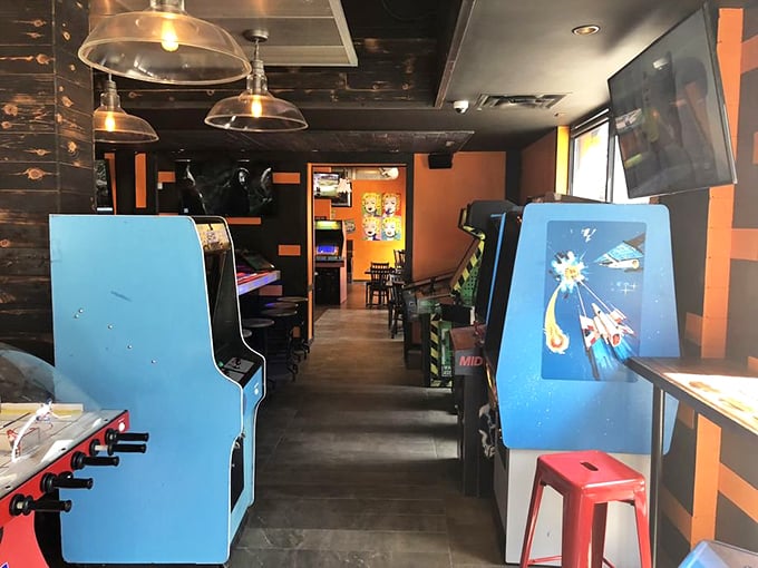 Pac-Man fever meets cheese fever! These classic arcade machines are the perfect way to work up an appetite between bites.