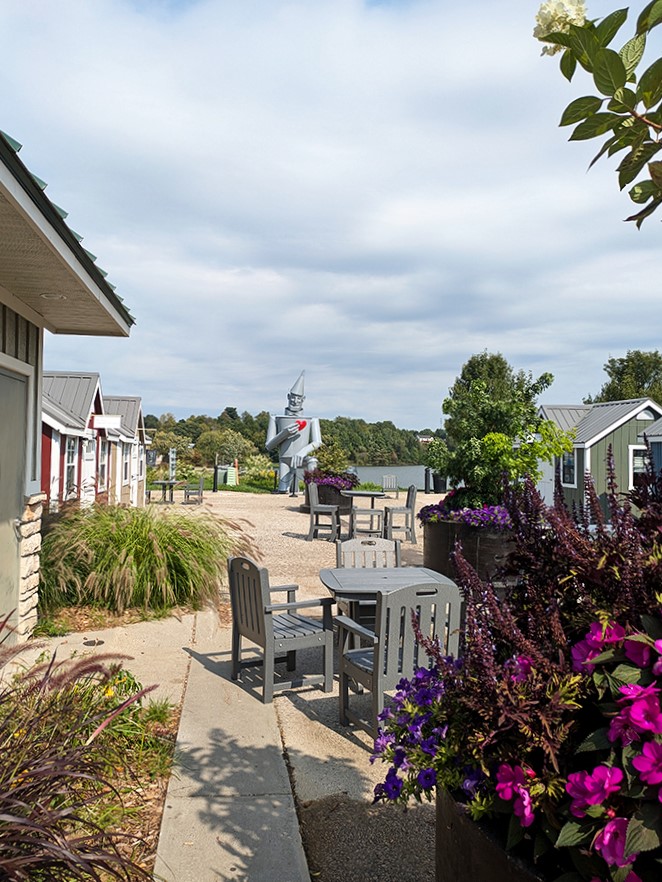 Who knew the Wizard of Oz had such a green thumb? The Tin Man presides over a blooming oasis.