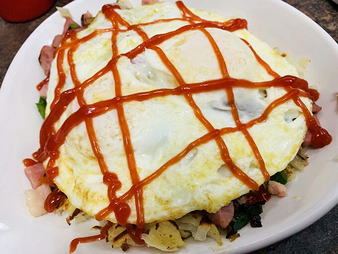 Eggs with attitude! This sassy skillet comes dressed to impress with a zesty sauce that'll wake up your taste buds.