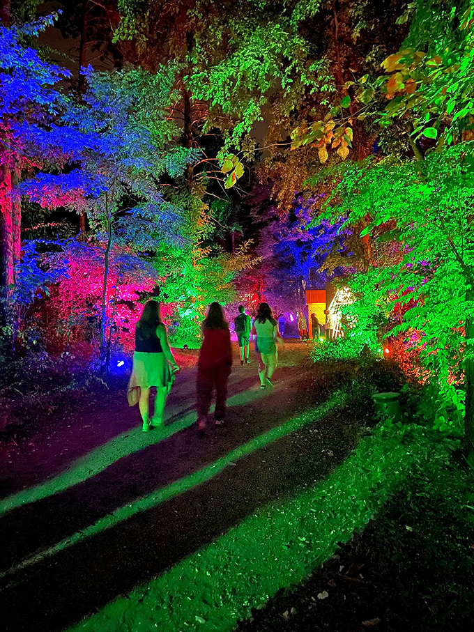 Follow the technicolor road! These visitors look like they're on a quest to find the Wizard of Oz's rave-loving cousin.