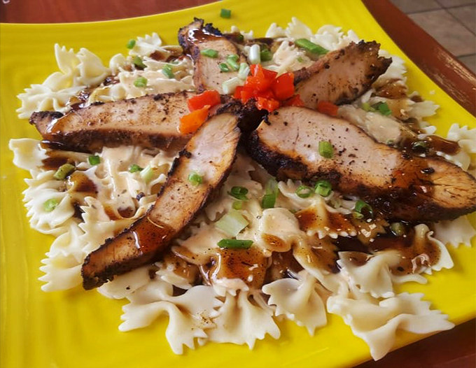 Bowtie pasta gets a Bayou makeover! This dish is so pretty, it could be the centerpiece at a Cajun wedding. Eat your heart out, Italian grandmas!