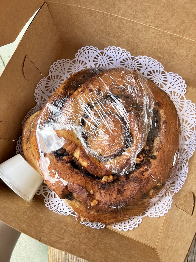 This cinnamon roll isn't just breakfast; it's a warm, gooey hug for your taste buds. Resistance is futile, my friends.